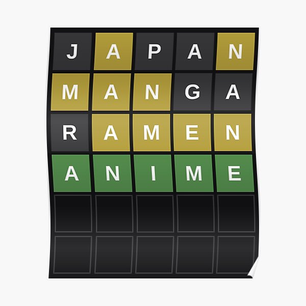 "WORDLE Game Anime" Poster by AnnieLeeee | Redbubble