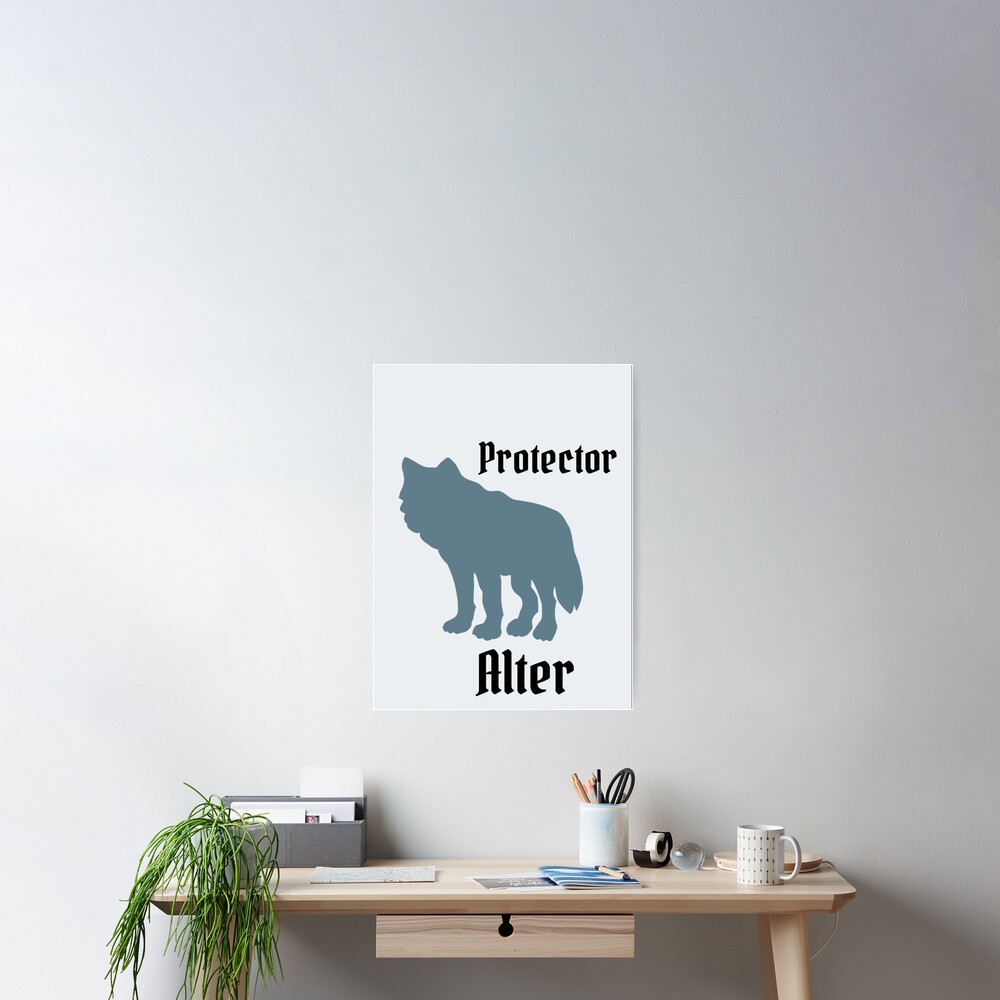 "Wolf Protector Animal Alter Graphic Grey on White/Midnight Blue ...