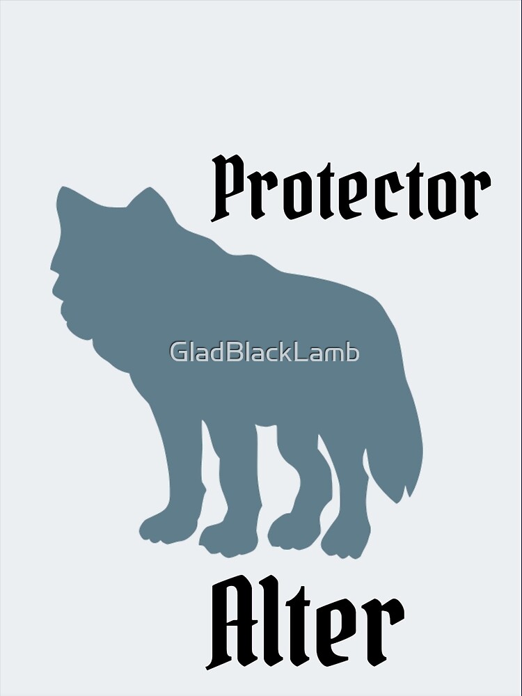 "Wolf Protector Animal Alter Graphic Grey on White/Midnight Blue ...