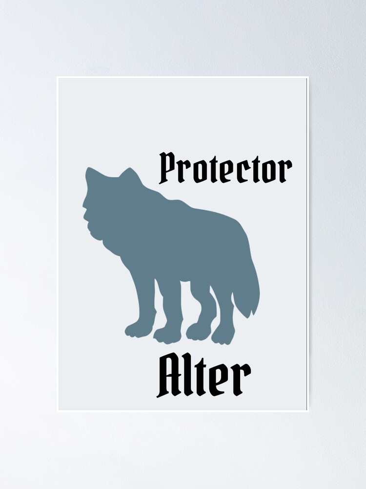 "Wolf Protector Animal Alter Graphic Grey on White/Midnight Blue ...