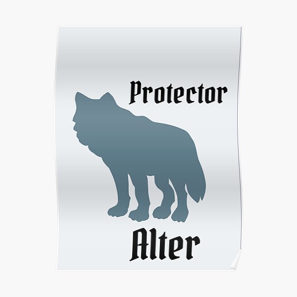 "Wolf Protector Animal Alter Graphic Grey on White/Midnight Blue ...