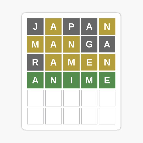 "WORDLE Game Anime" Sticker by AnnieLeeee | Redbubble