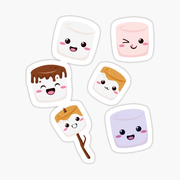 "Cute Marshmallow Sticker Pack" Sticker for Sale by Betterness | Redbubble