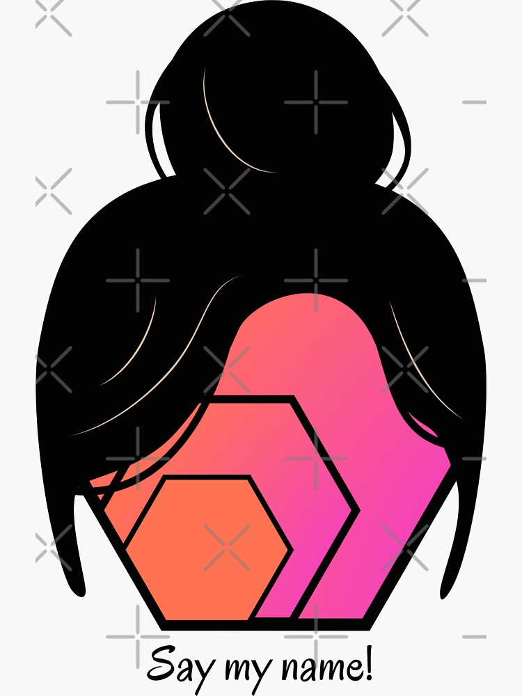 "hex logo meme say my name!" Sticker by blackpanpan | Redbubble