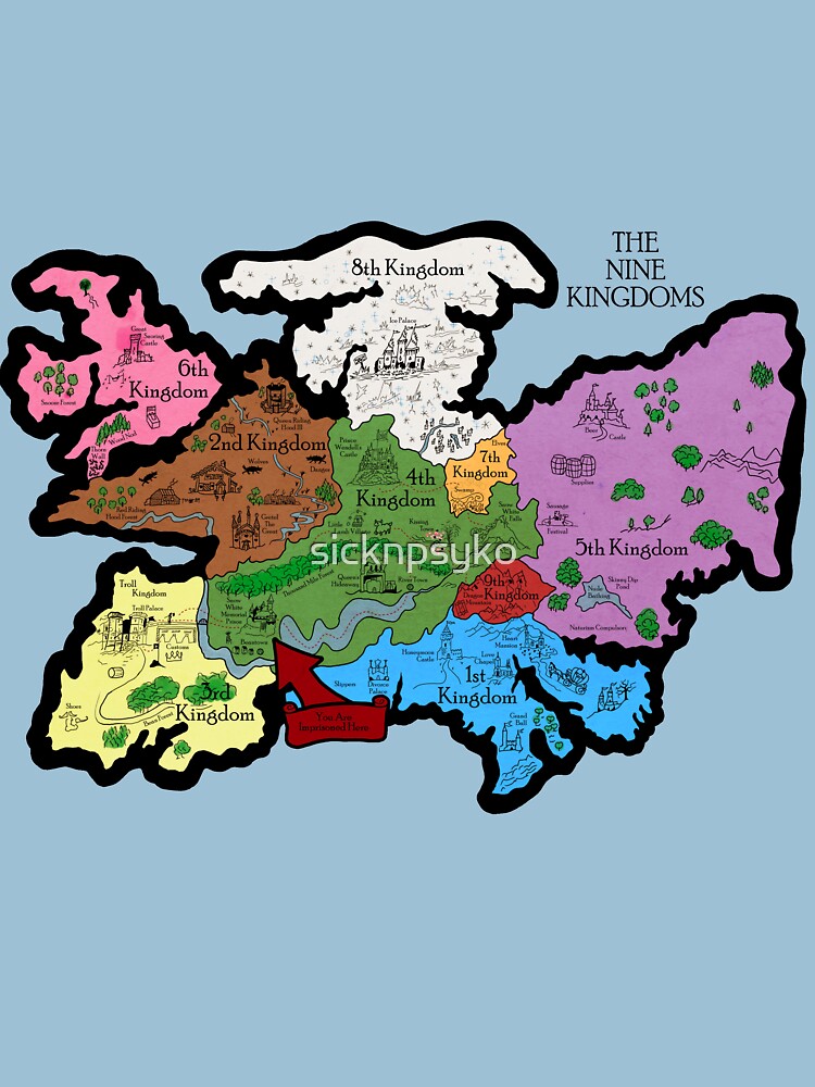 "Map of the Nine Kingdoms" T-shirt for Sale by sicknpsyko | Redbubble ...