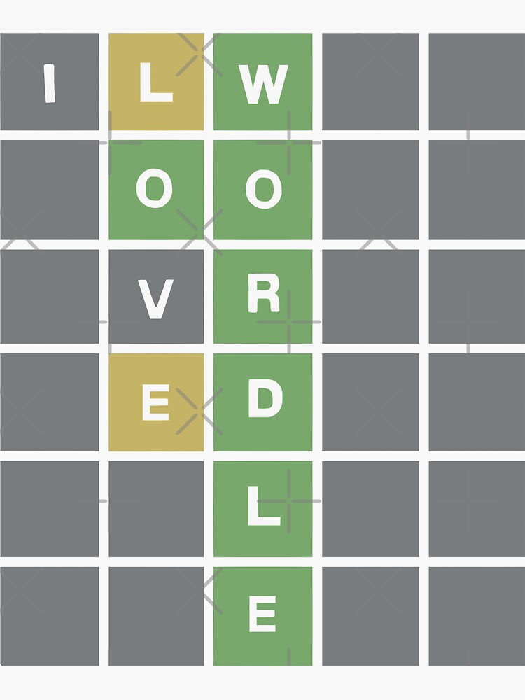 "I Love Wordle" Sticker for Sale by BadgertheBagel | Redbubble