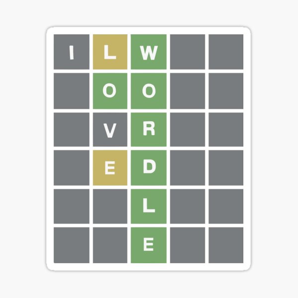 "I Love Wordle" Sticker for Sale by BadgertheBagel | Redbubble