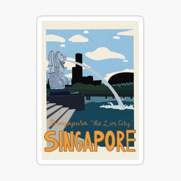 "Merlion, SG" Sticker by m0byy | Redbubble