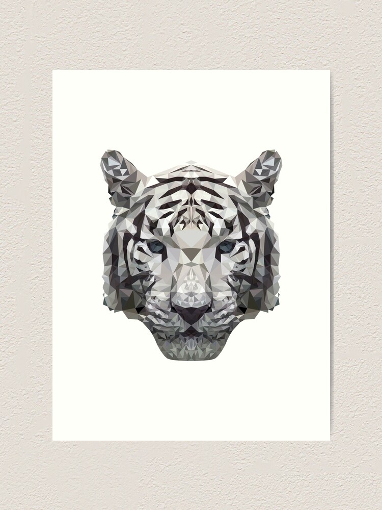 "Geometric White Tiger" Art Print for Sale by hwalker17 | Redbubble