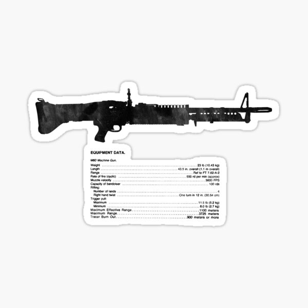 "TM Machine Gun, 7.62-MM, M60 W/E" Sticker for Sale by colinking ...
