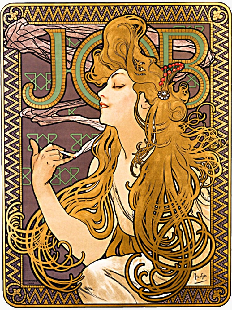 "Job rolling papers poster by Mucha " Sticker by Dantee435 | Redbubble