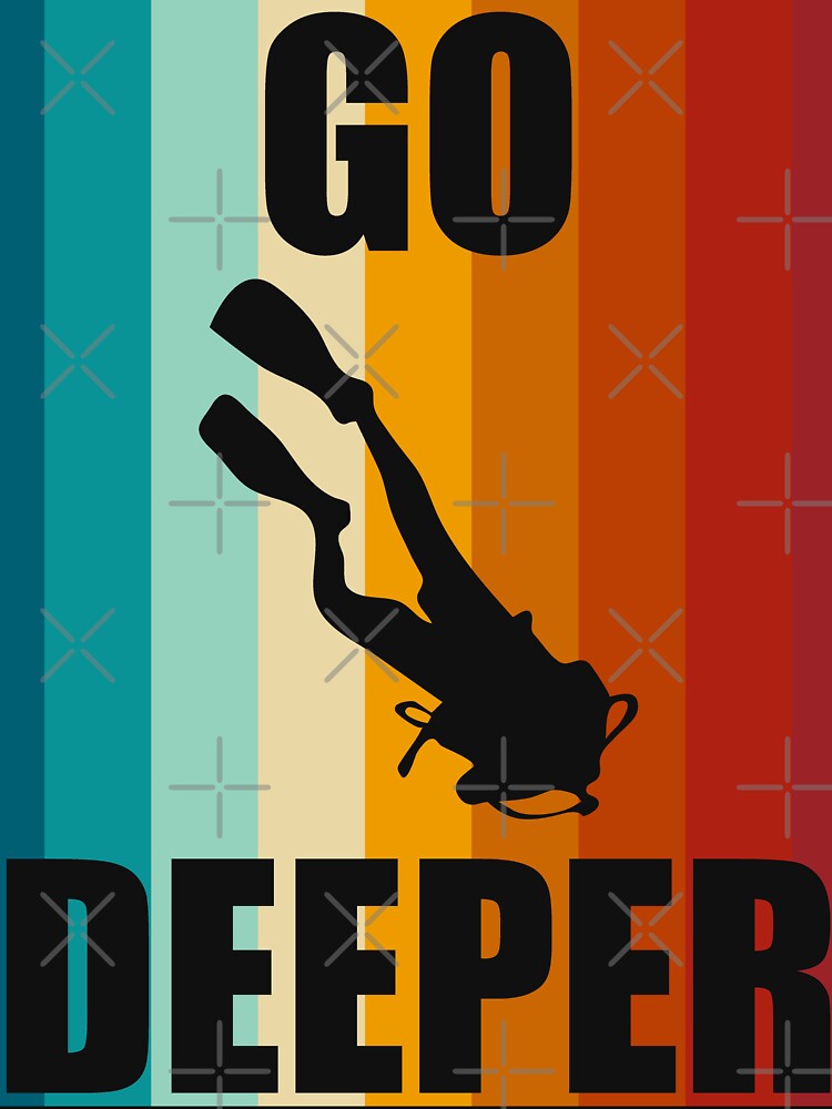 "Retro Vintage Scuba Dive Go Deeper Diver Down Flag Vintage Diving Gear ...