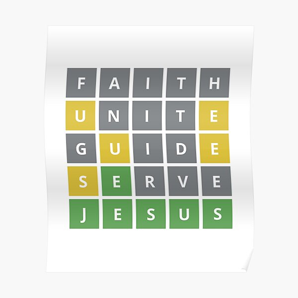 "Jesus Wordle Jesus Unite Guide Serve Faith Wordle Word Puzzle" Poster ...