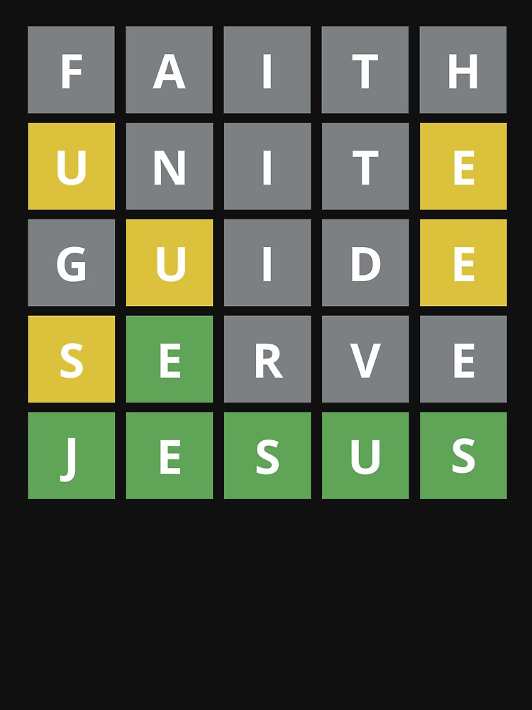 "Jesus Wordle Jesus Unite Guide Serve Faith Wordle Word Puzzle" T-shirt ...