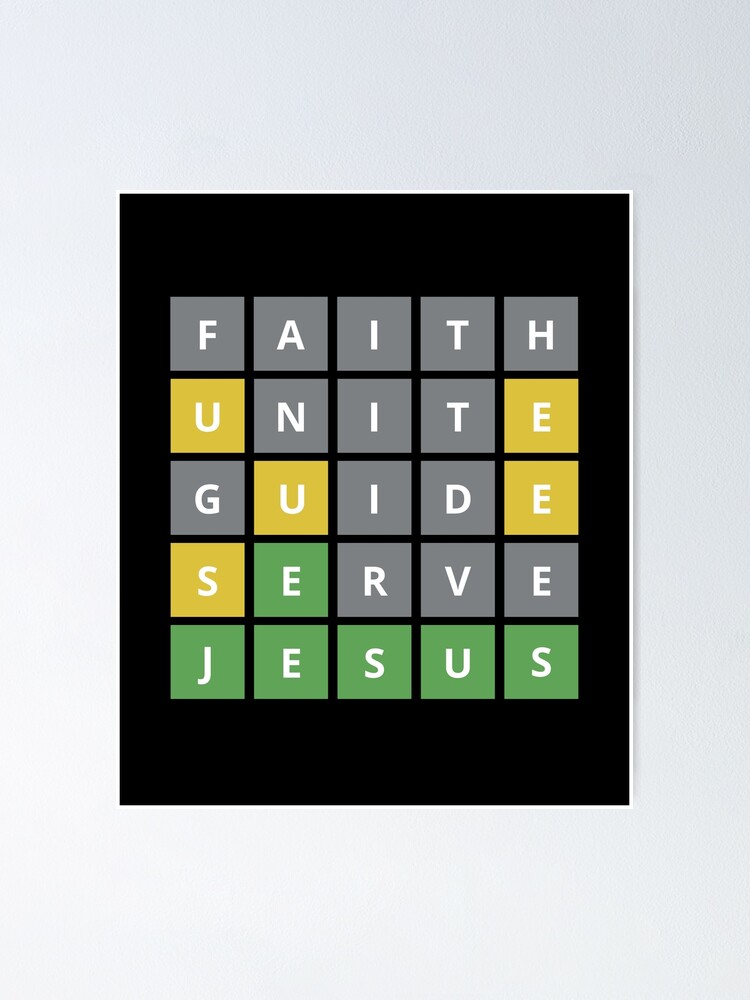 "Jesus Wordle Jesus Unite Guide Serve Faith Wordle Word Puzzle" Poster ...