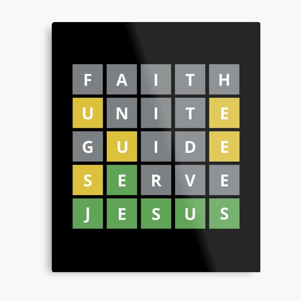"Jesus Wordle Jesus Unite Guide Serve Faith Wordle Word Puzzle" Metal ...