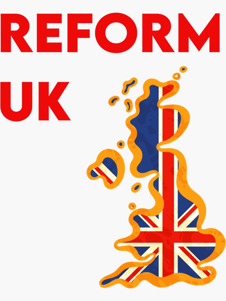 "uk reform party golden british map " Sticker for Sale by ...