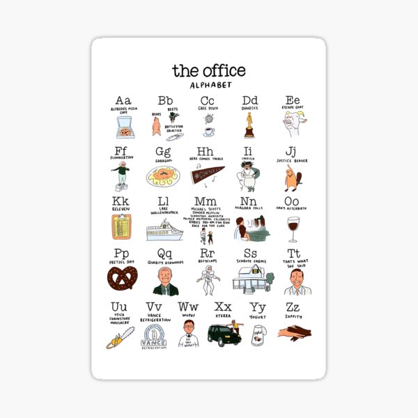 "The Office TV Show Alphabet" Sticker by Timobis | Redbubble