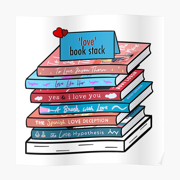"'Love' Book Stack" Poster for Sale by bookshelfsketch | Redbubble