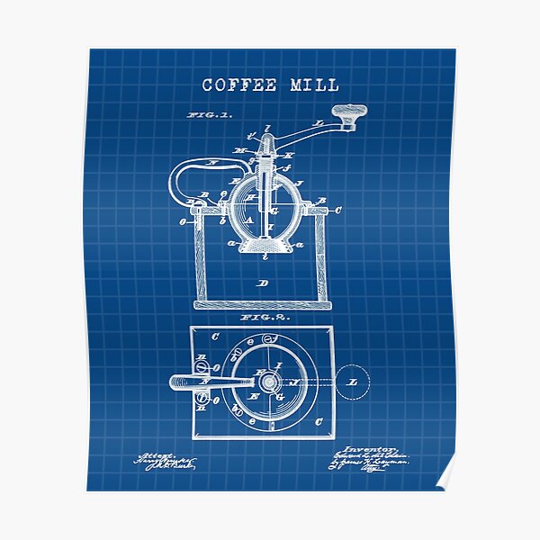 "Coffee Mill Technical Drawing Patent Blueprint" Poster for Sale by ...