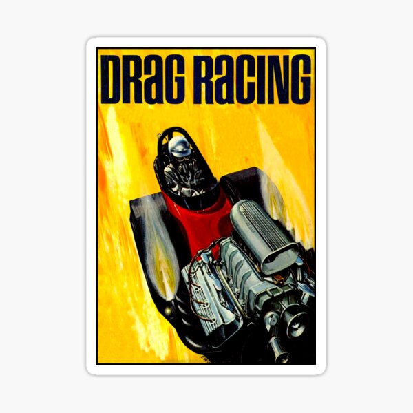 "DRAG AUTO RACING; Vintage Advertising Print" Sticker for Sale by ...