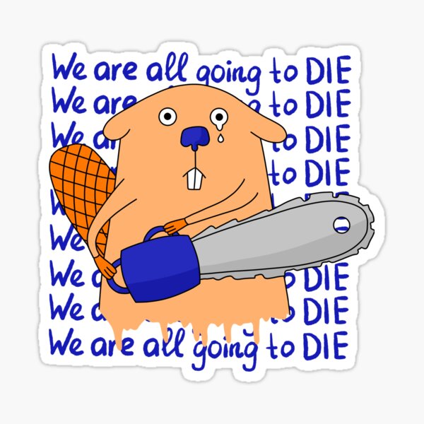 " Сrying Beaver With a Chainsaw" Sticker by Annaillustrator | Redbubble
