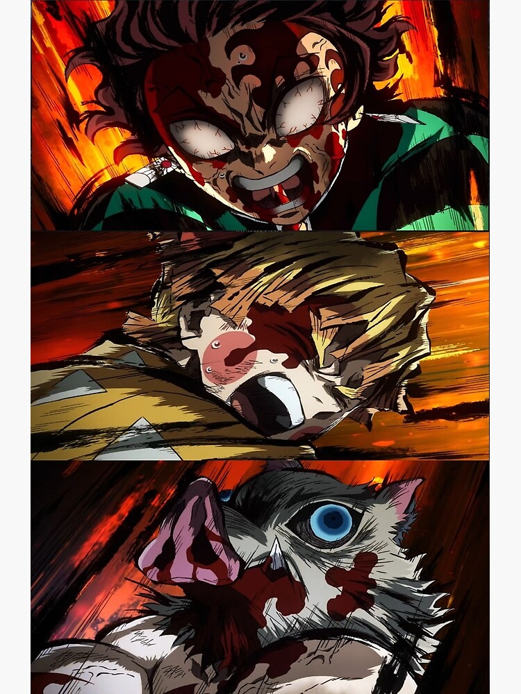 "demon tanjiro inosuke zenitsu" Poster by the355 | Redbubble