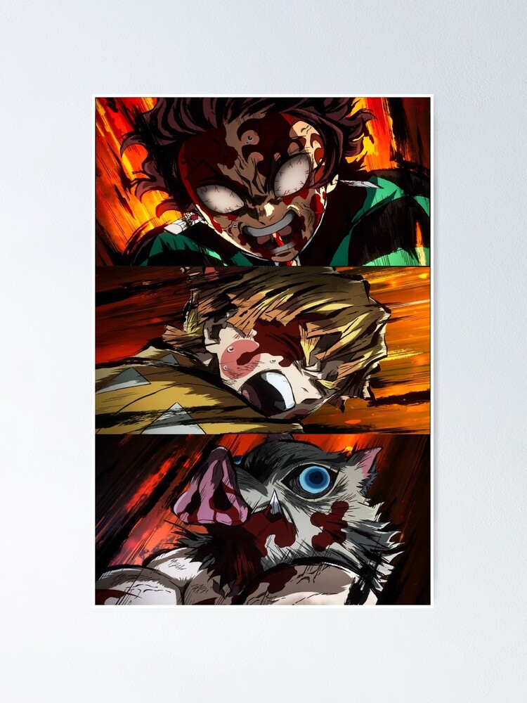 "demon tanjiro inosuke zenitsu" Poster by the355 | Redbubble