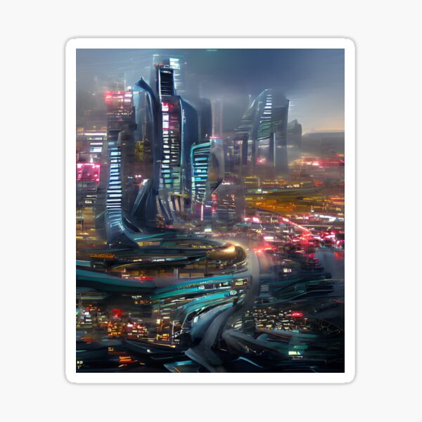 "Sci fi city | futuristic cityscape" Sticker for Sale by DraksumDesigns ...
