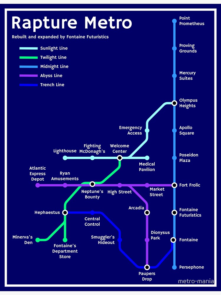 "Rapture Metro Map" Sticker by metro-mania | Redbubble