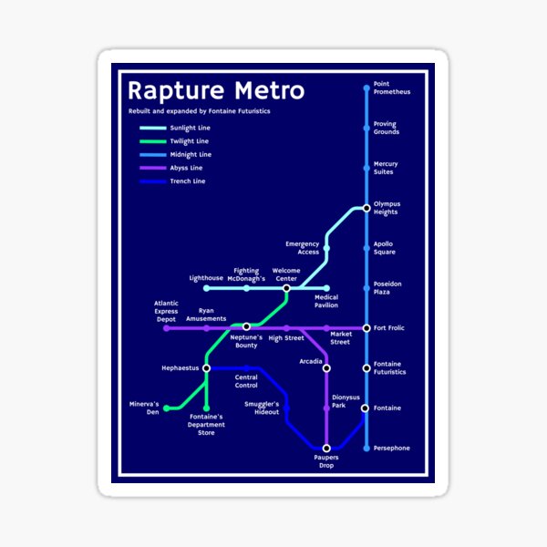 "Rapture Metro Map" Sticker by metro-mania | Redbubble