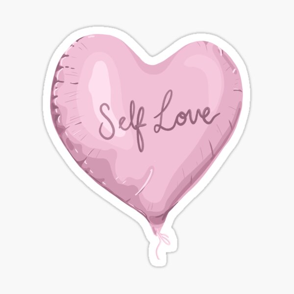 "Pink Self Love Heart Balloon " Sticker by ivyandstone | Redbubble