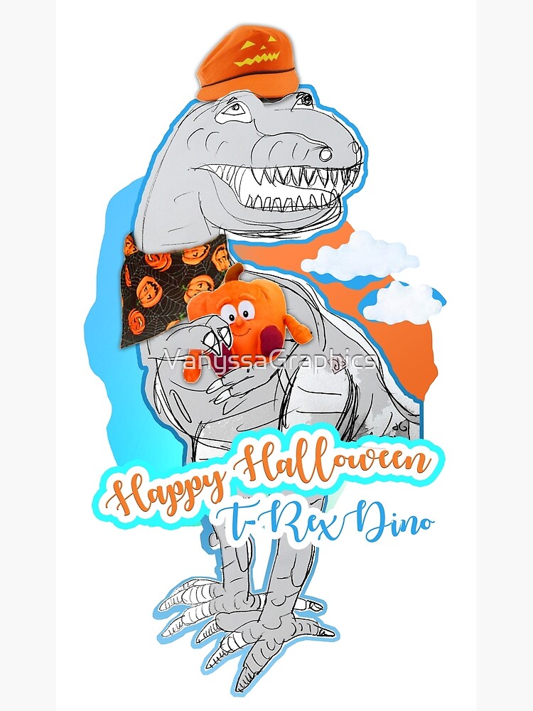 "HAPPY HALLOWEEN T-Rex Dinosaur with Halloween Toy (drawing by ACCI ...
