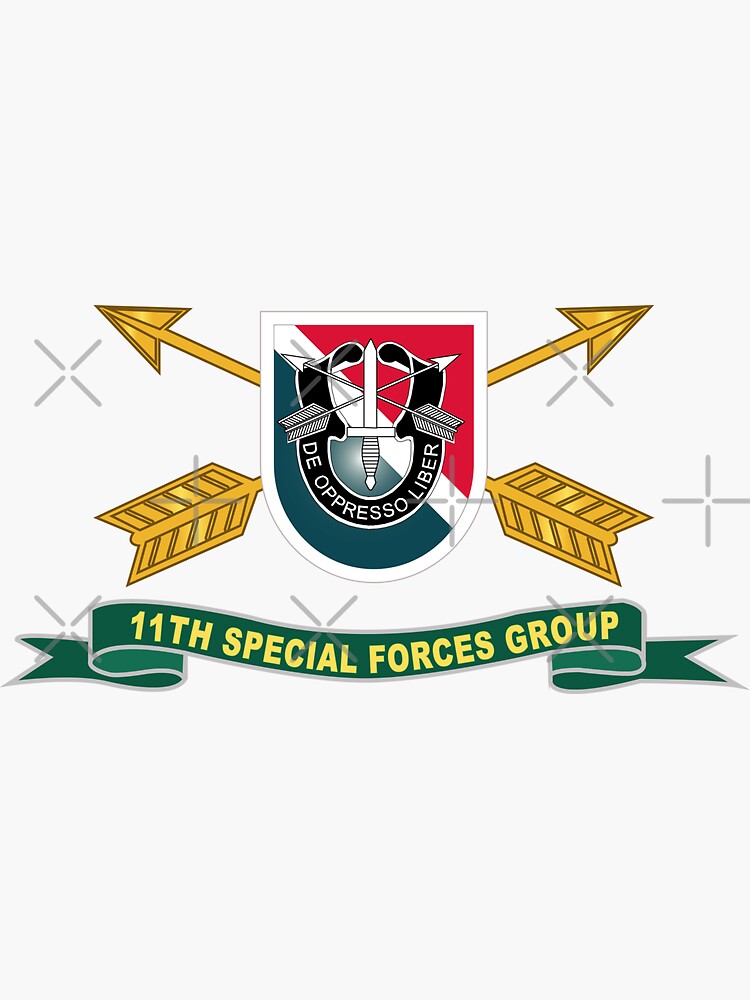 "Army - 11th Special Forces Group - Flash w Br - Ribbon X 300" Sticker ...