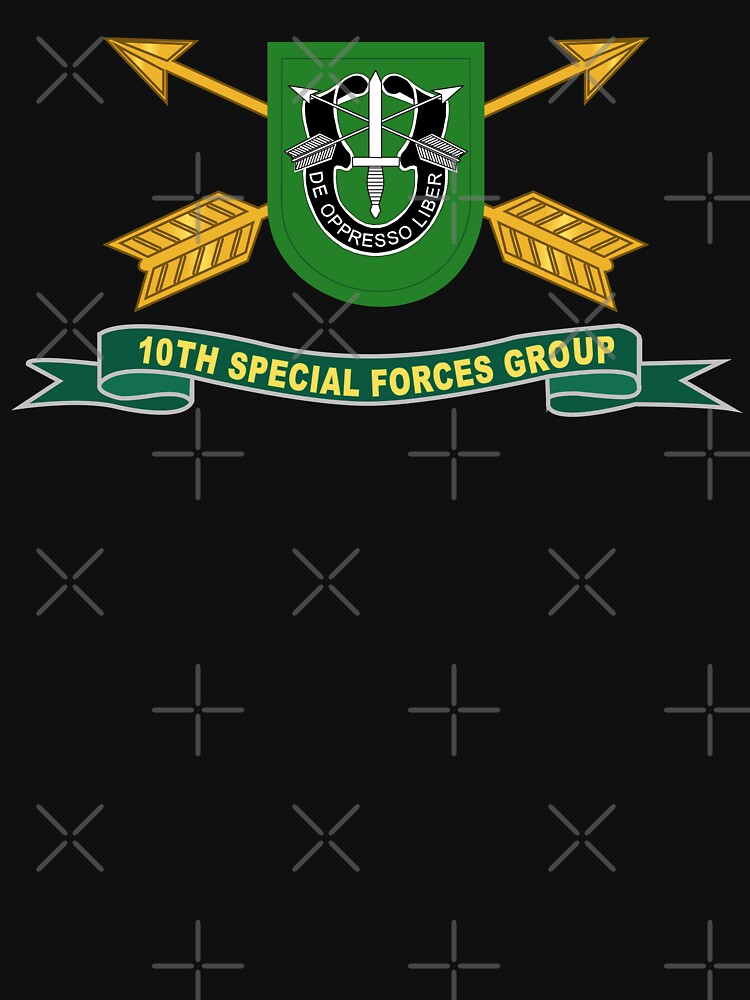 "Army - 10th Special Forces Group - Flash w Br - Ribbon X 300" T-shirt ...