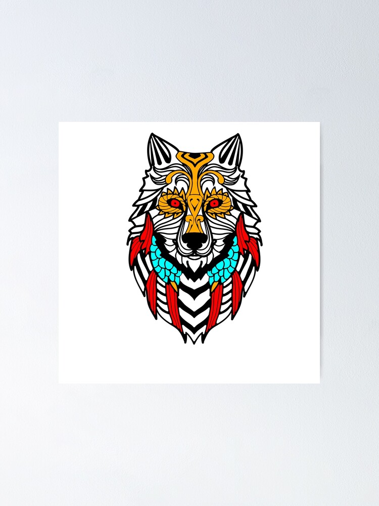 "wolf tribal art " Poster for Sale by fauxyfang | Redbubble