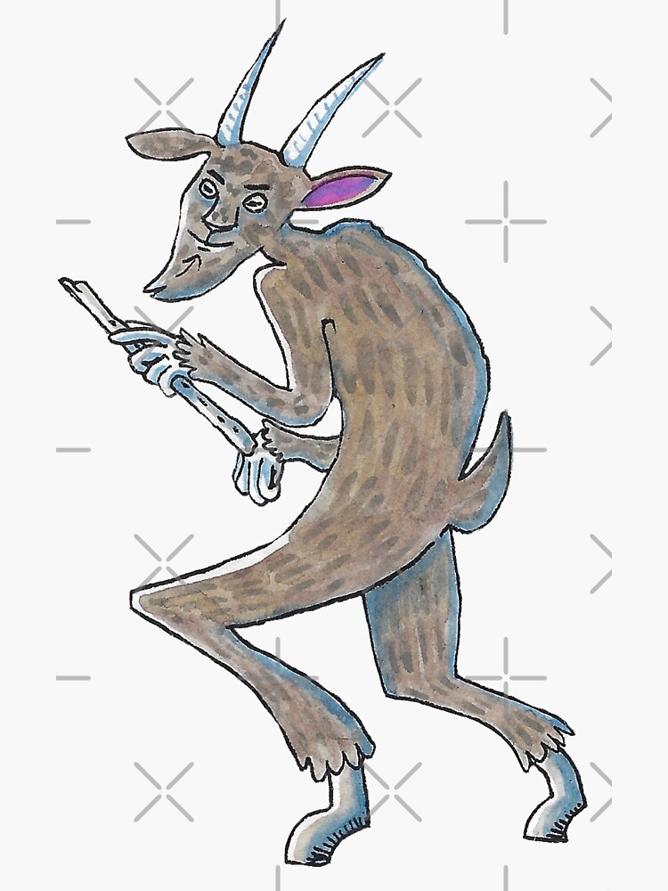 "Cute Goatman with Flute" Sticker by Egertron | Redbubble
