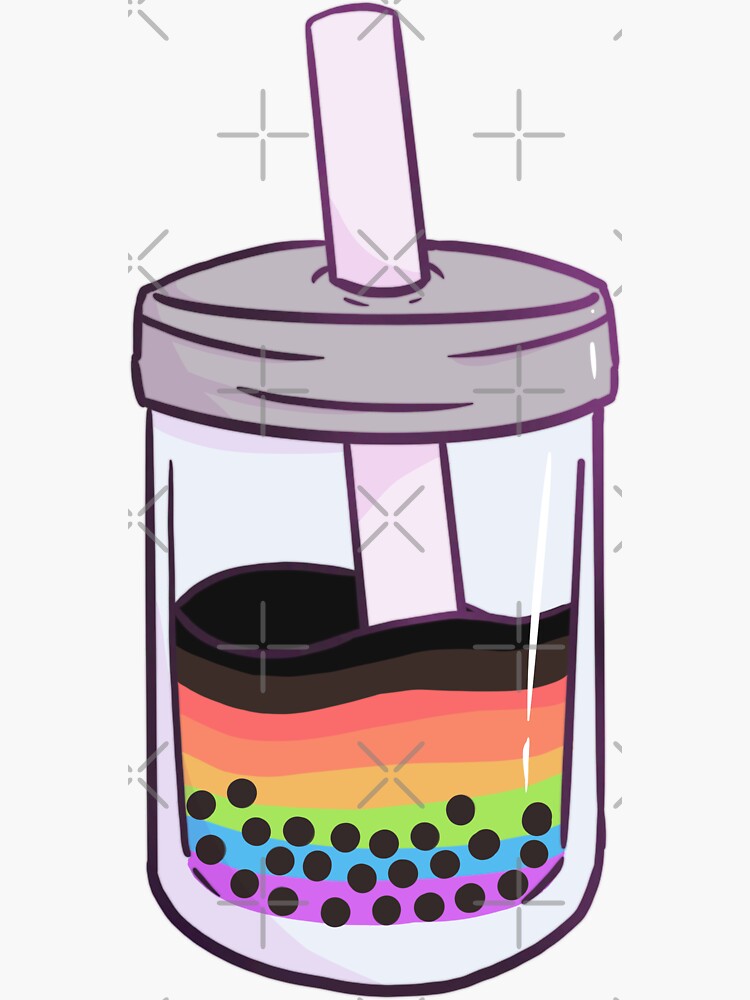 "Pride POC rainbow boba tea" Sticker by ByteGalaxies | Redbubble