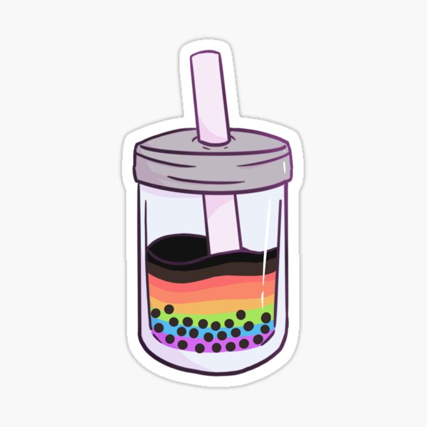 "Pride POC rainbow boba tea" Sticker by ByteGalaxies | Redbubble