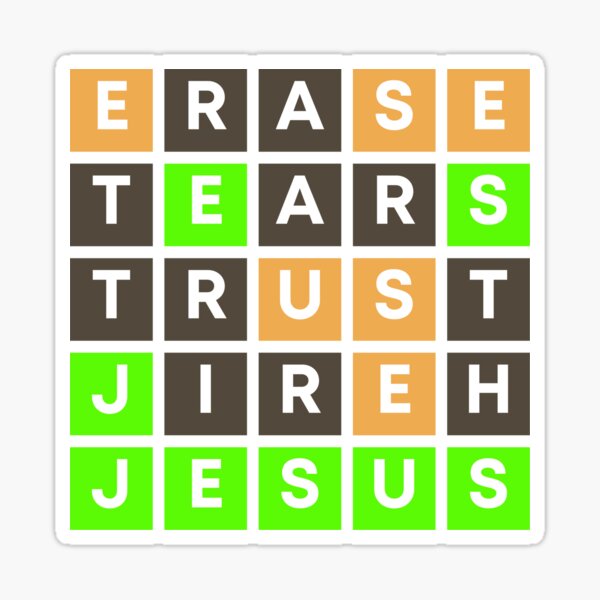 "Erase Tears Trust Jesus (Wordle Game)" Sticker for Sale by ...