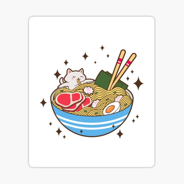 "Eating Cat Favorite Food" Sticker by Mervelinne | Redbubble