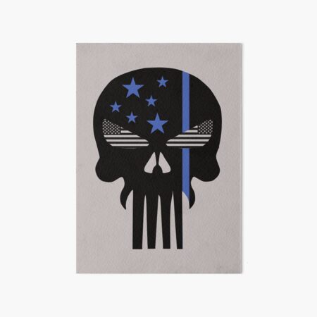 "American Flag Thin Blue Line skull" Art Board Print by fouzy | Redbubble