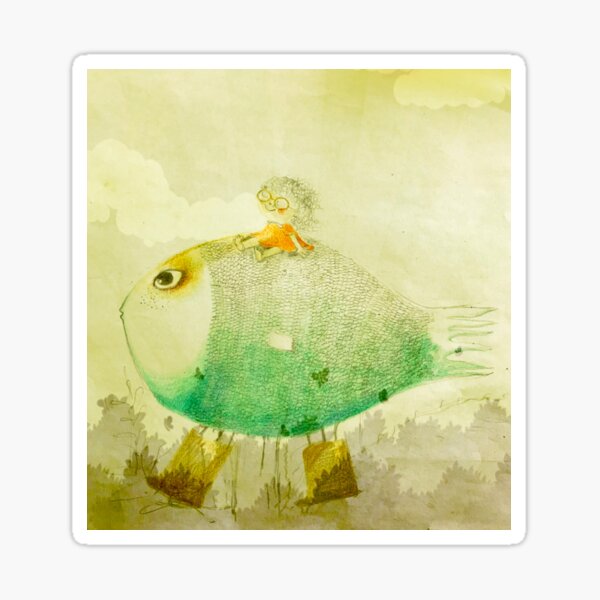 "riding fish? ️?" Sticker by Natika77 | Redbubble