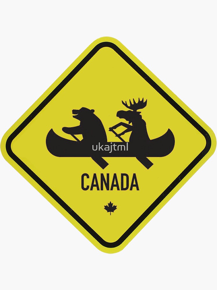 "Bear & Moose Novelty Canadian Road Sign" Sticker for Sale by ukajtml ...