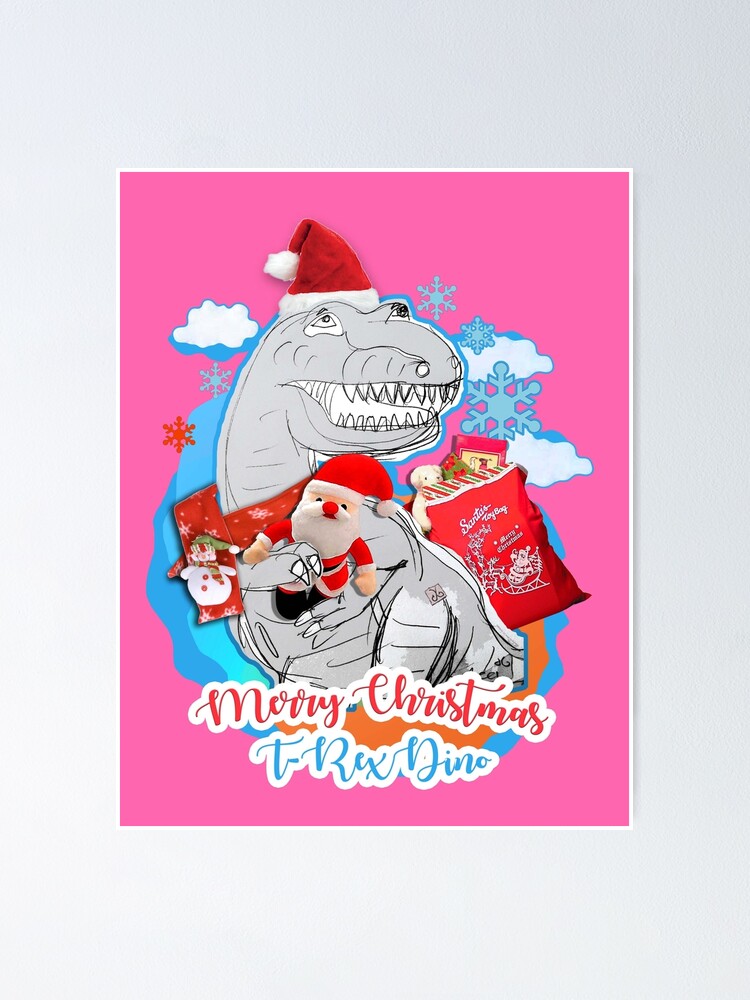 "MERRY CHRISTMAS T-Rex Dinosaur with Santa Toy and Santa Gift Bag ...
