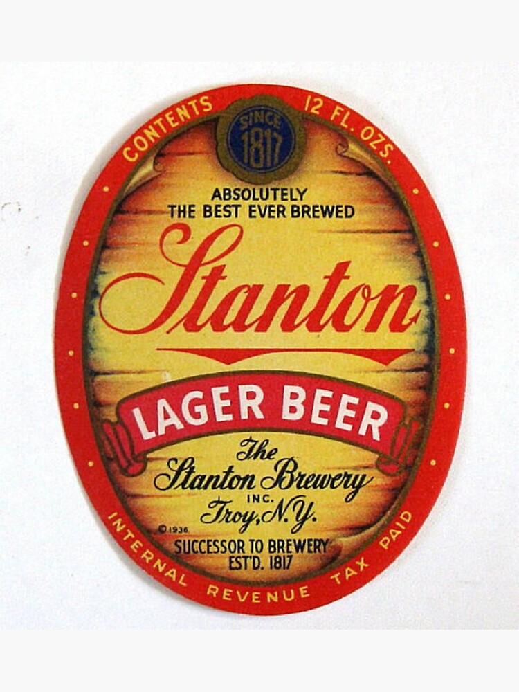 "Stanton Lager Beer" Sticker by uniquenostalgia | Redbubble