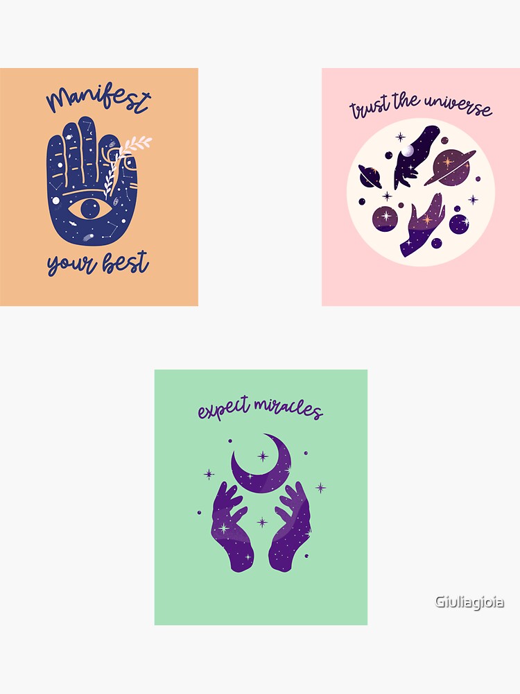 "Expect Miracles manifest sticker pack" Sticker for Sale by Giuliagioia | Redbubble