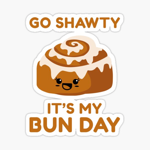 "National Sticky Bun Day Pun Kawaii" Sticker for Sale by golden-spiral ...