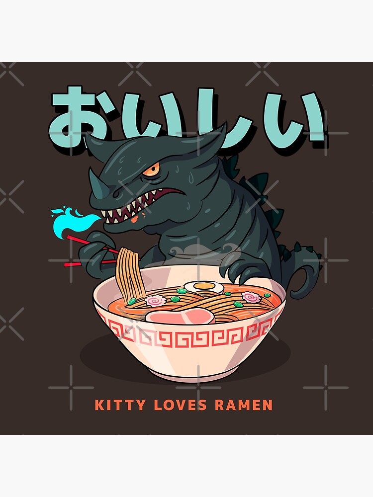 "Dragon Eating Ramen Cute Noodles Illustration" Poster for Sale by ...