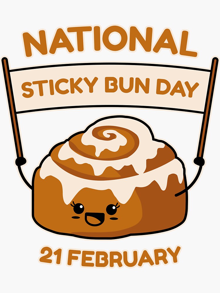 "National Sticky Bun Day Kawaii" Sticker for Sale by golden-spiral ...